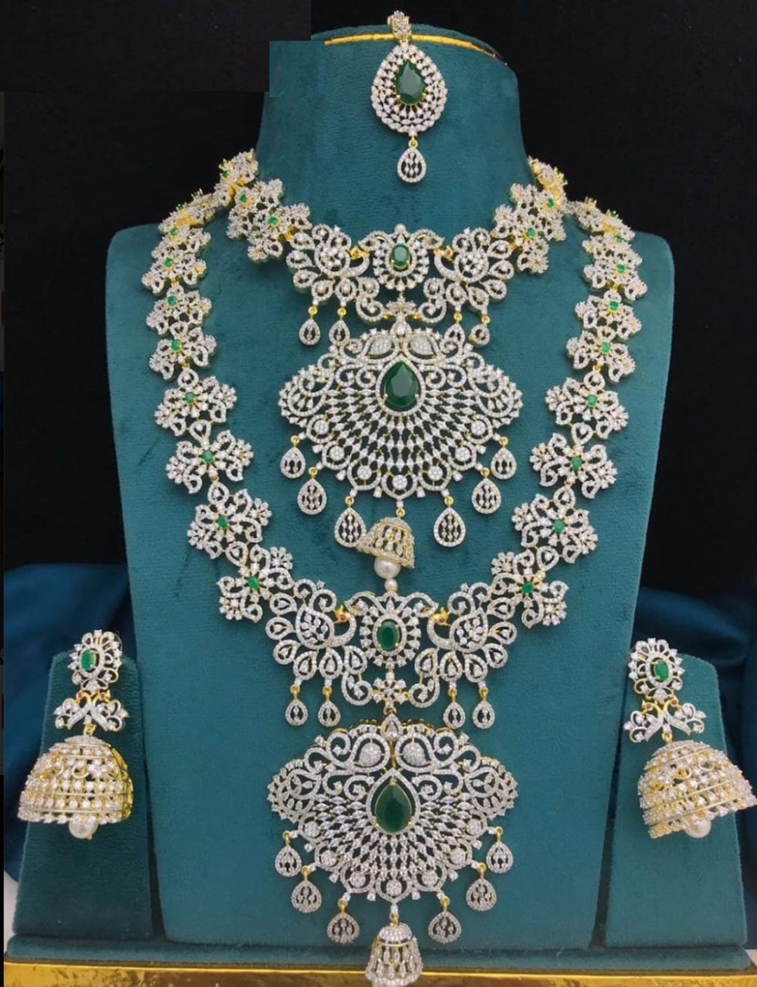 Elegant American Diamond CZ Bridal Full Set ,wedding Jewelry,sparkling ...