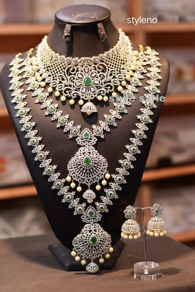 Beautiful Diamond Finished American Diamond Necklace Set With - Etsy