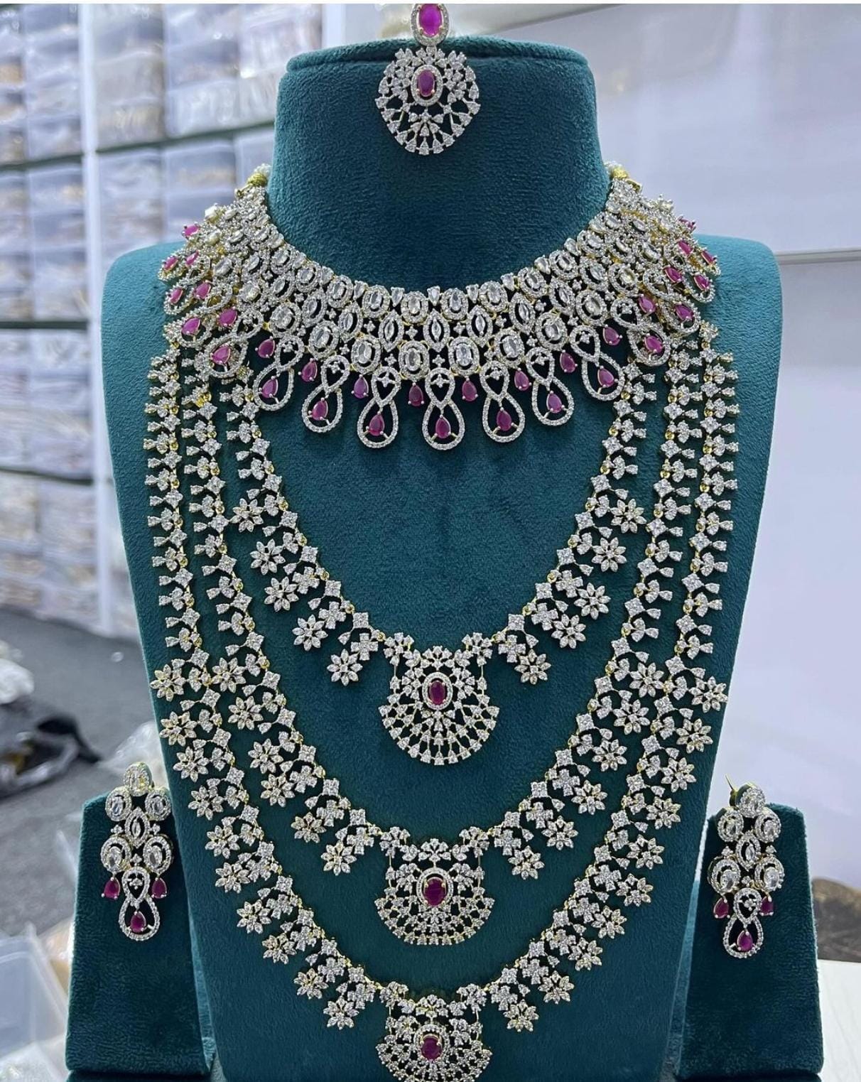 Elegant Bridal Necklace Set New Design AD Jewelry Indian Emerald CZ Wedding Necklace American Diamond Jewelry Set Etsy Australia