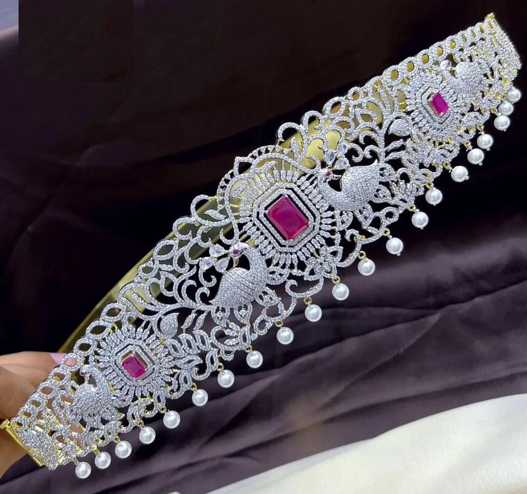 Alluring Peacocks Hipbelt/elegant American Diamond Waistbelt/diamond ...