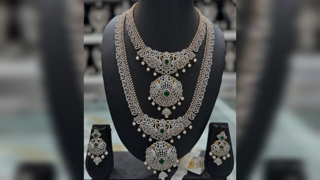 AD South Indian Full Bridal Necklace Set/long Necklace Set/statement ...