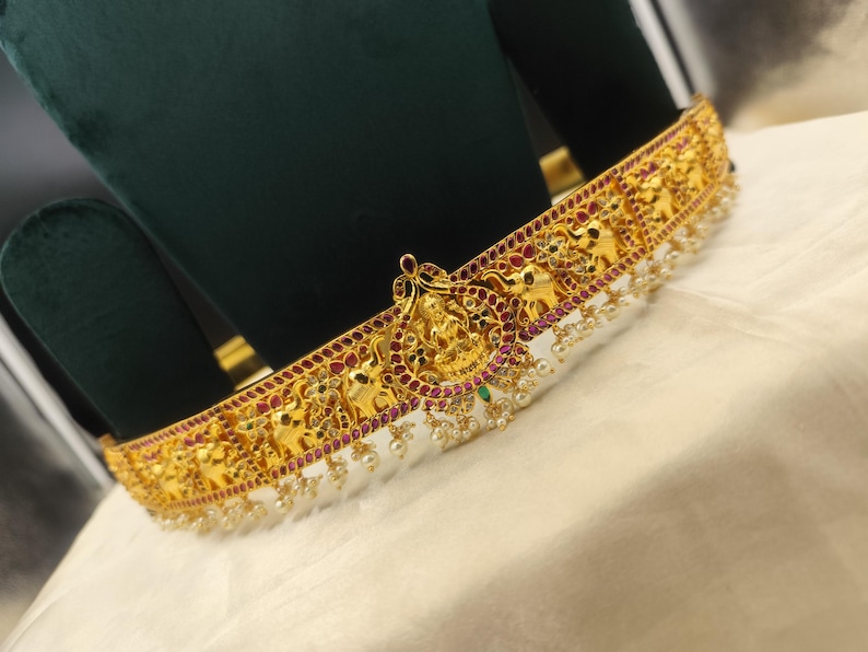 Antique Temple Design Ram Darbar Vaddanam | Gold Plated South Indian ...