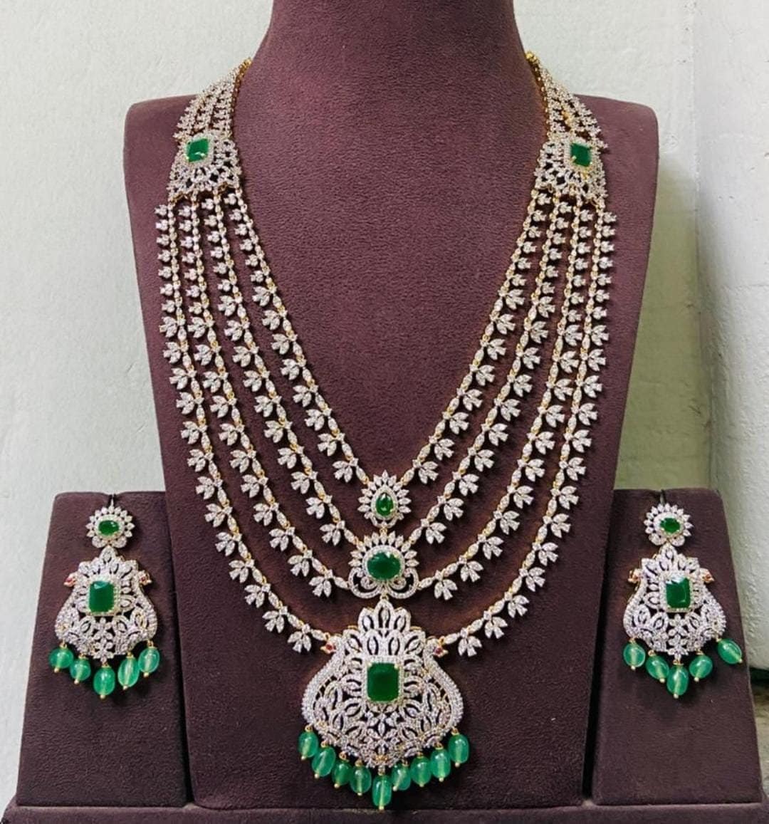 Complete Bridal Set With American Diamond CZ Stones, Sparkling CZ ...