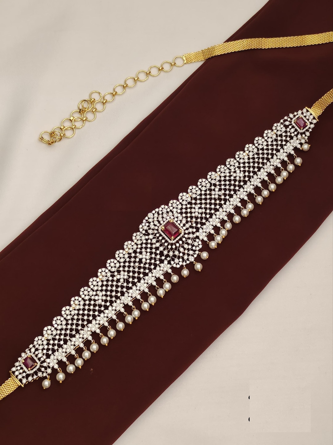 AD Adult Size Vaddanam/ Chain Type Indian Waist Belt/ Kamar Band/czs ...