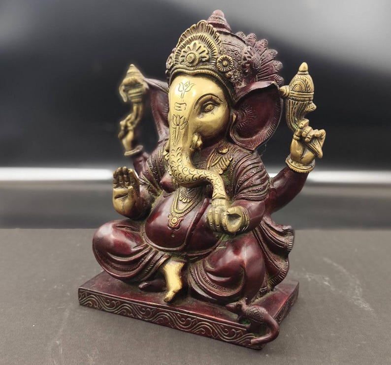 Hand-painted Lord Ganesha Statue: Marble Dust, Indian Elephant God - Etsy