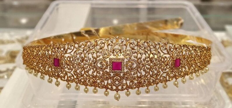 Vaddanam Gold Plated Kamarbandh, Golden Belly Chain, South Indian West ...