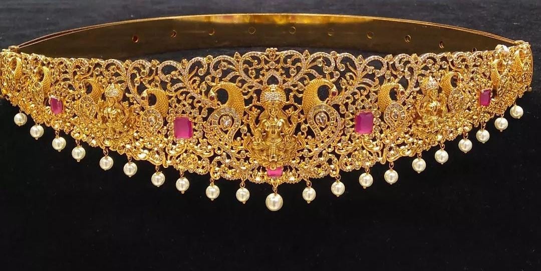 Vaddanam Gold Plated Kamarbandh, Golden Belly Chain, South Indian West ...