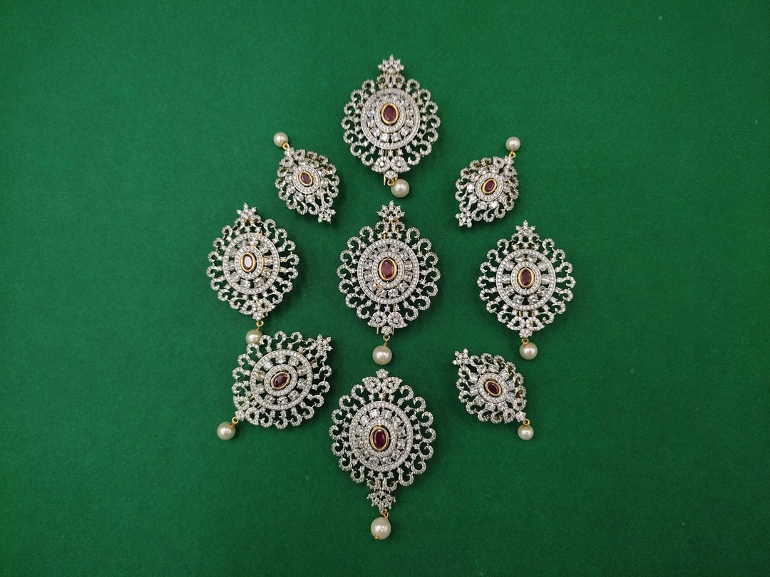 Exquisite Indian Hair Clip Set: Bridal Jada Billalu & South Indian Hair ...