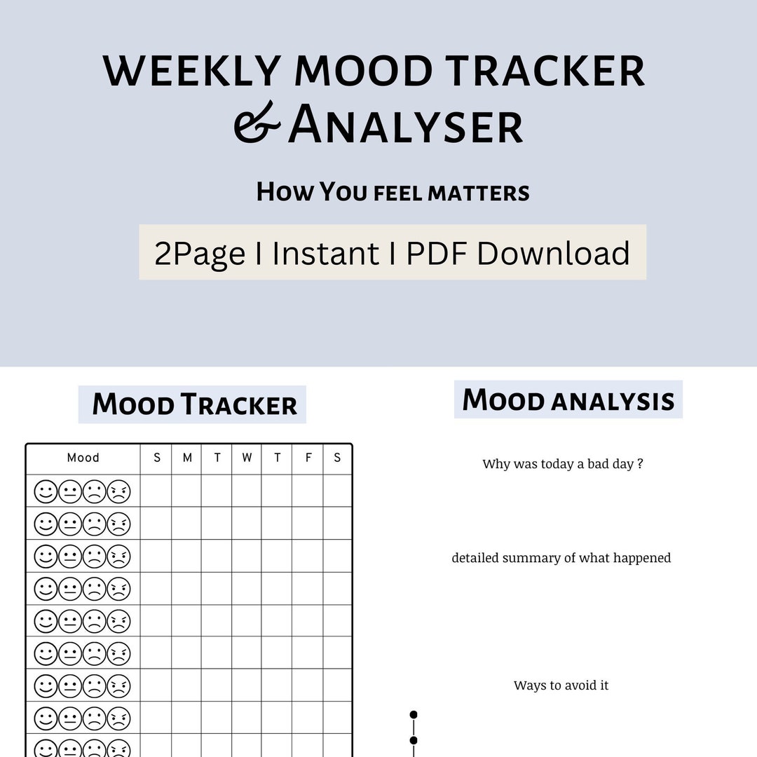 Printable PDF Weekly Daily Mood Tracker - Etsy