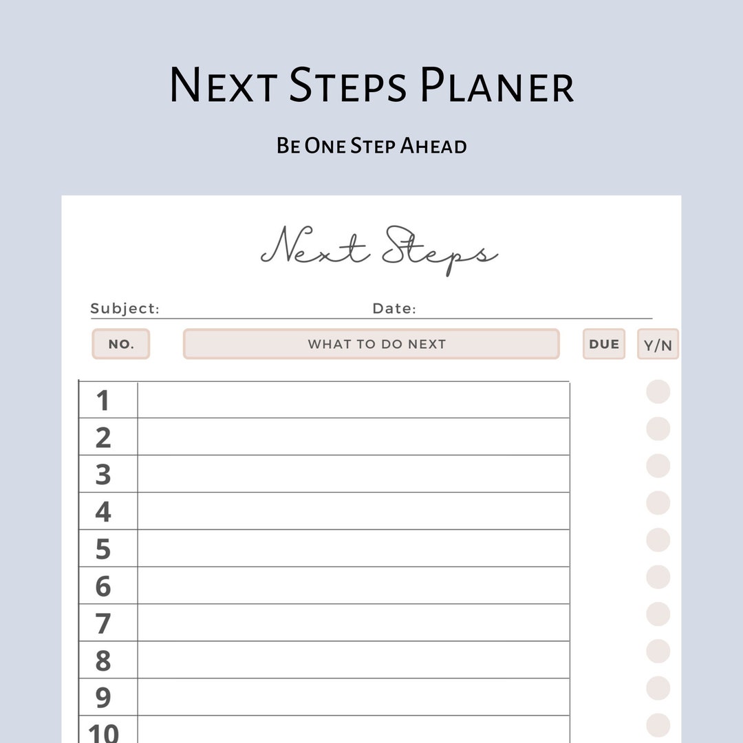 Next Steps ,printable to Do List Planner Page, Digital Download ...