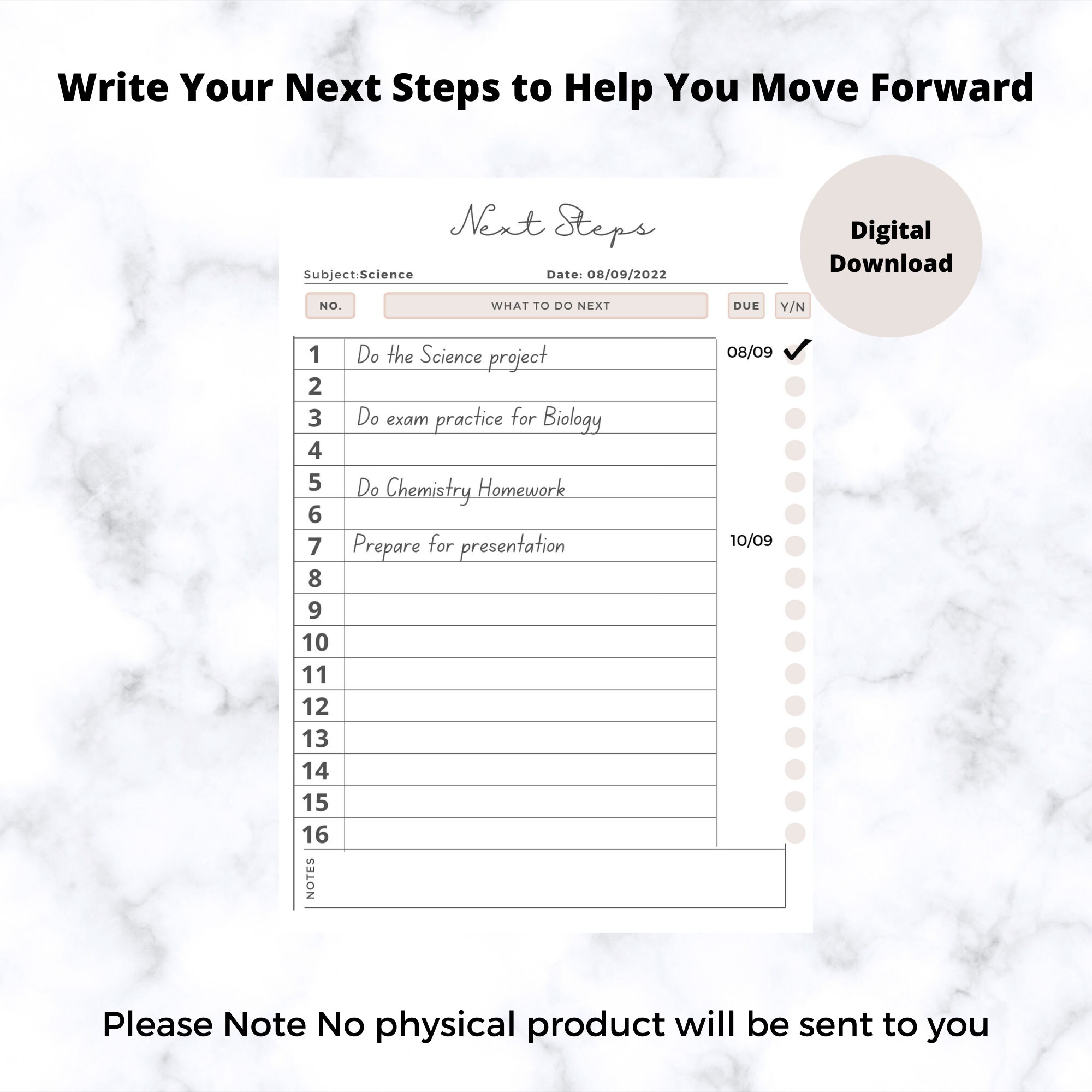 Next Steps ,printable to Do List Planner Page, Digital Download ...