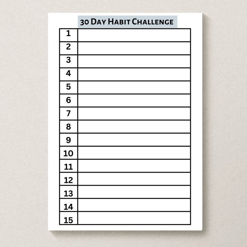 Printable 30 Day Habit Challenge Tracker, Habit Formation - Etsy