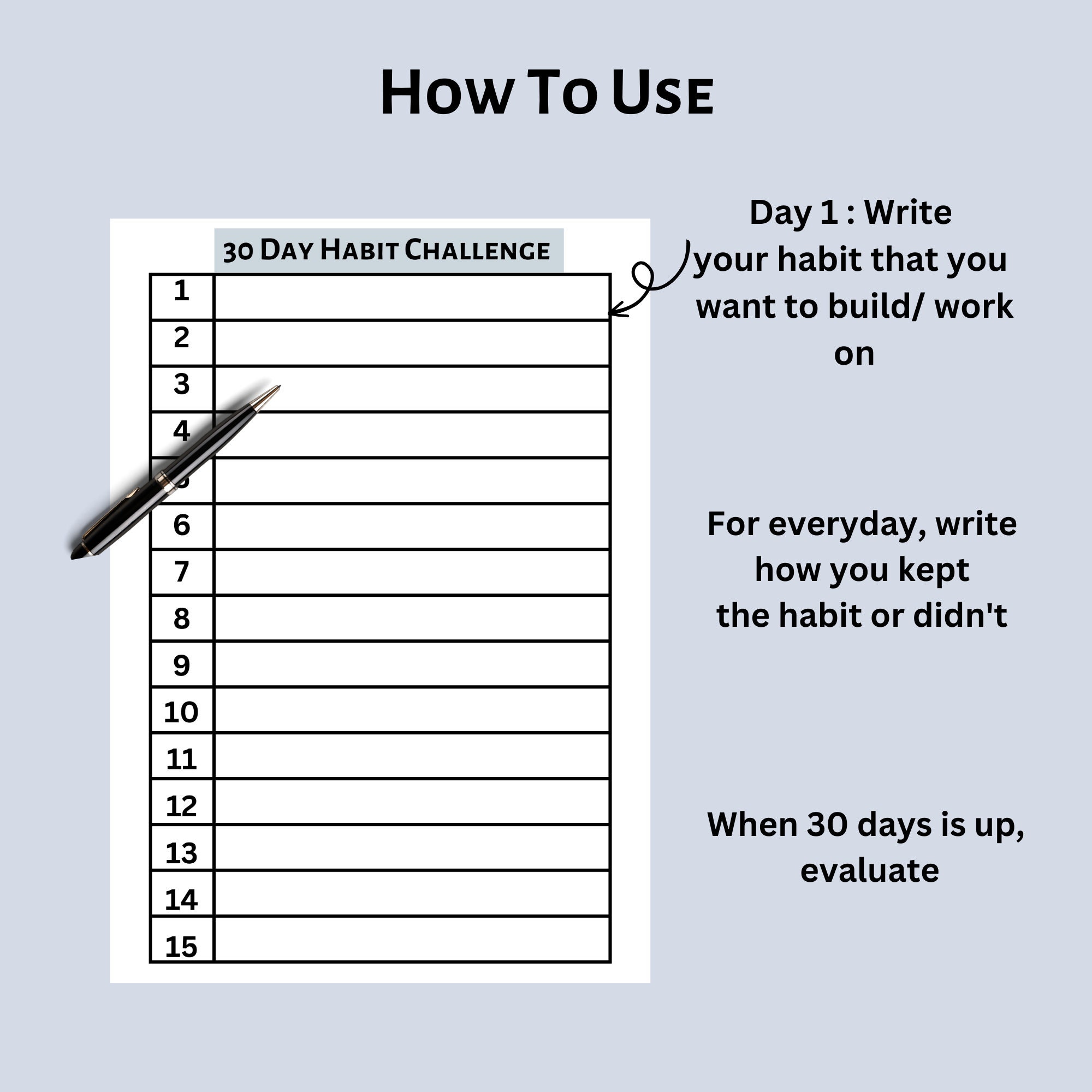 Printable 30 Day Habit Challenge Tracker, Habit Formation - Etsy