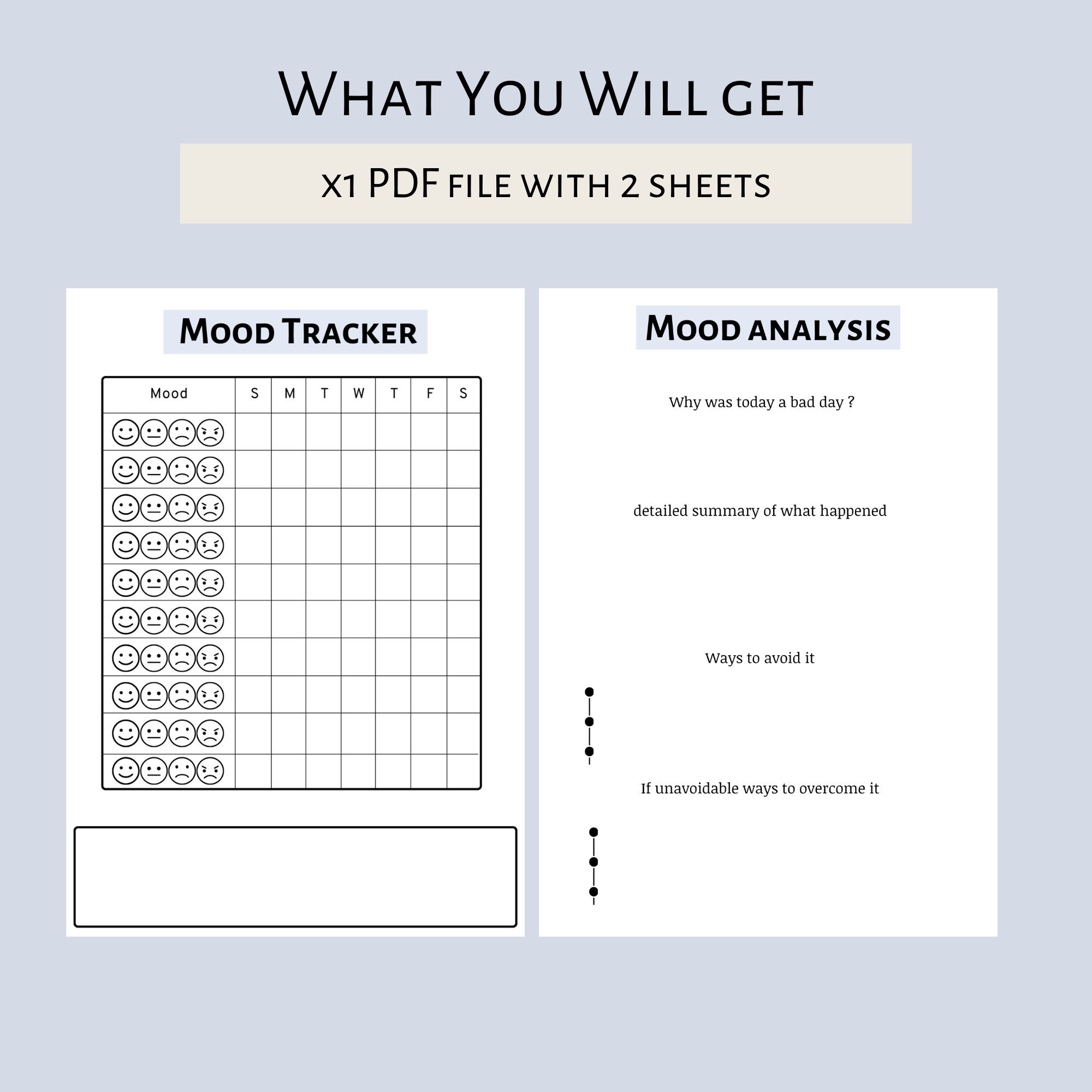 Printable PDF Weekly Daily Mood Tracker - Etsy Hong Kong
