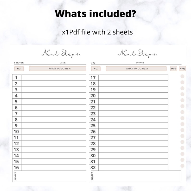 Next Steps ,printable to Do List Planner Page, Digital Download ...