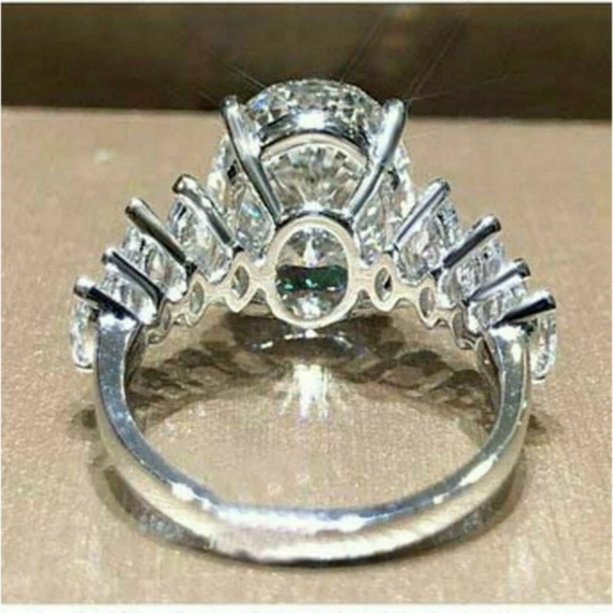 3.50ct White Oval Diamond Engagement Ring, Vintage Wedding Ring ...