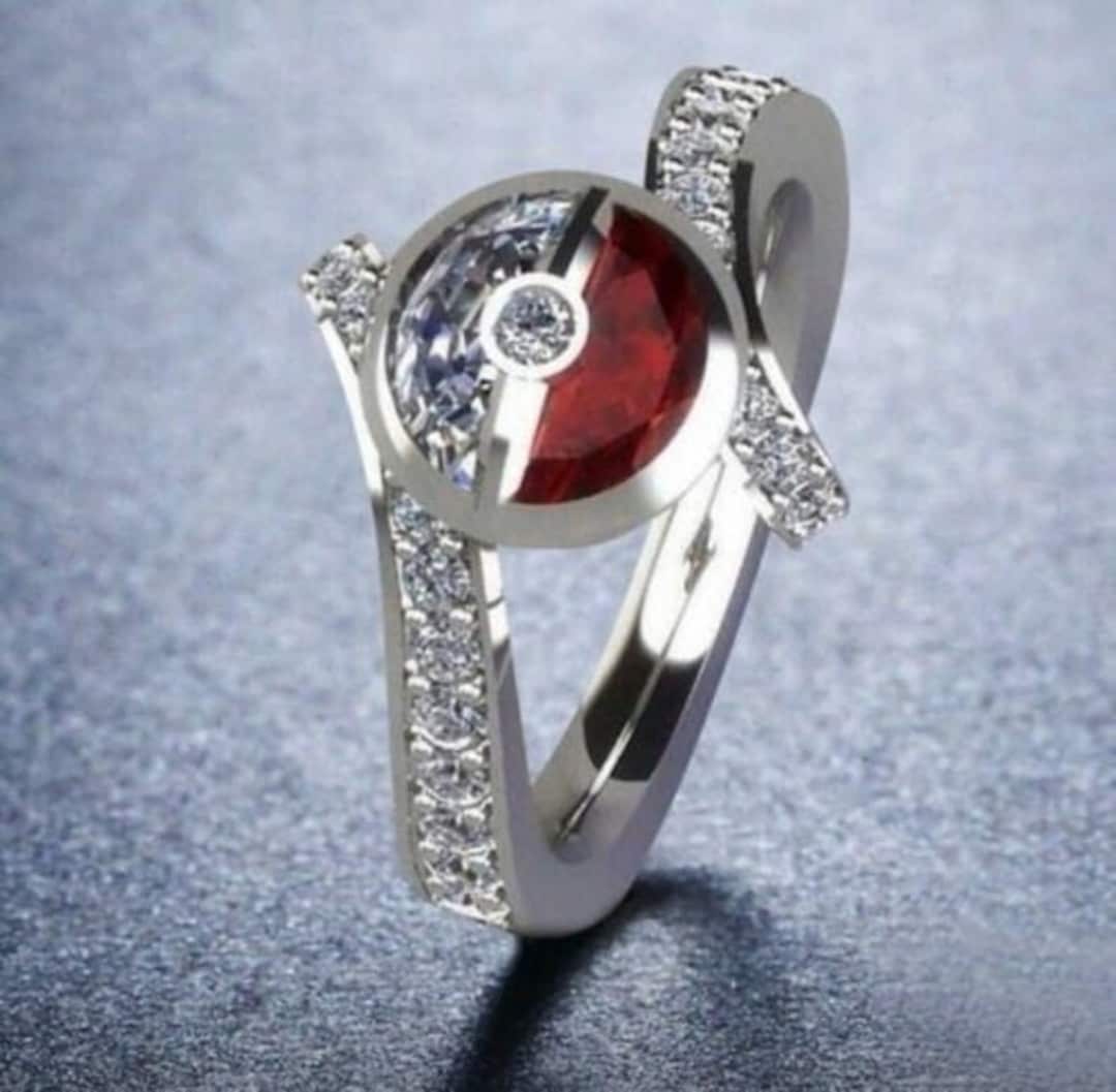 2.00ct Half-bezel Set White & Red Round Diamond Engagement Ring ...