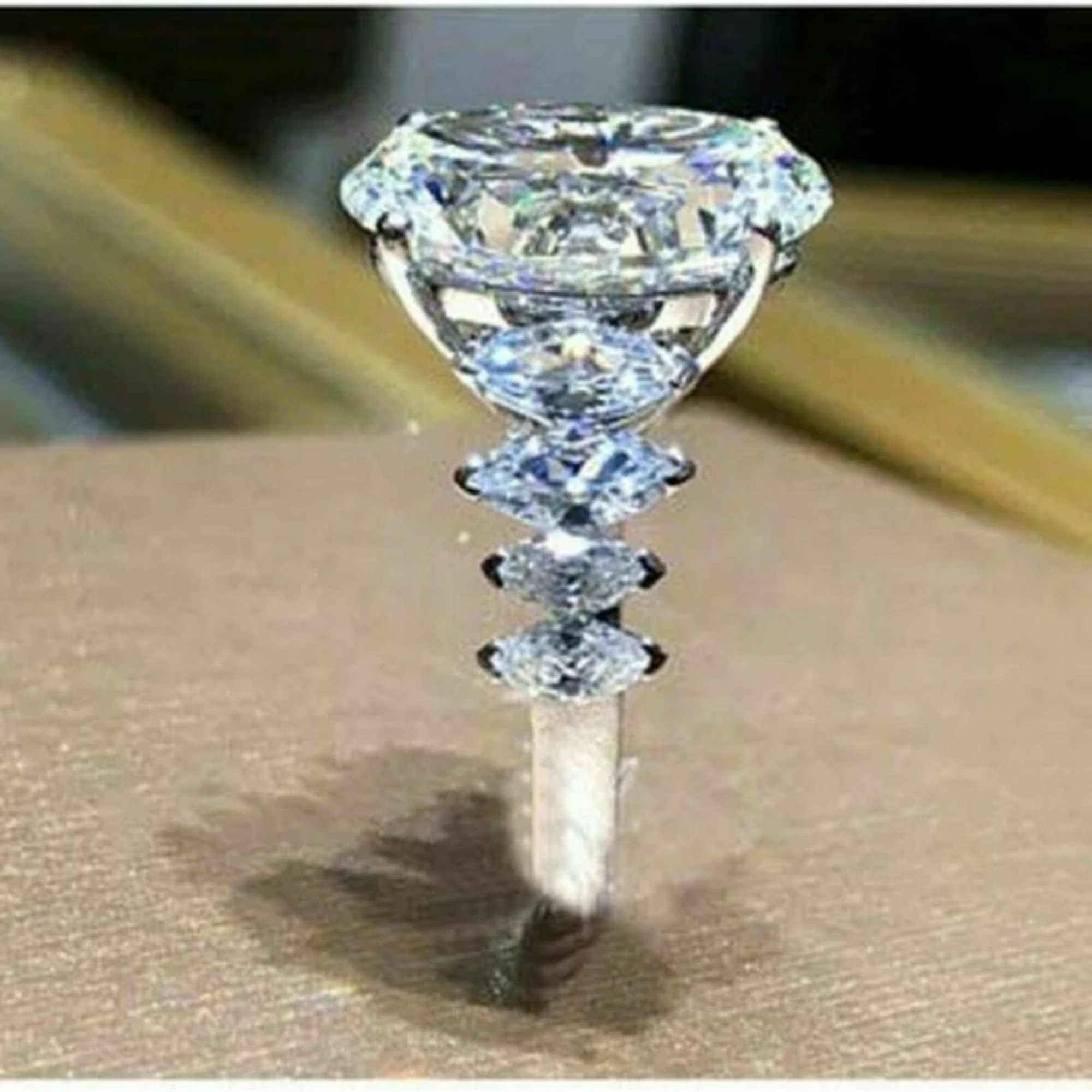 3.50ct White Oval Diamond Engagement Ring, Vintage Wedding Ring ...