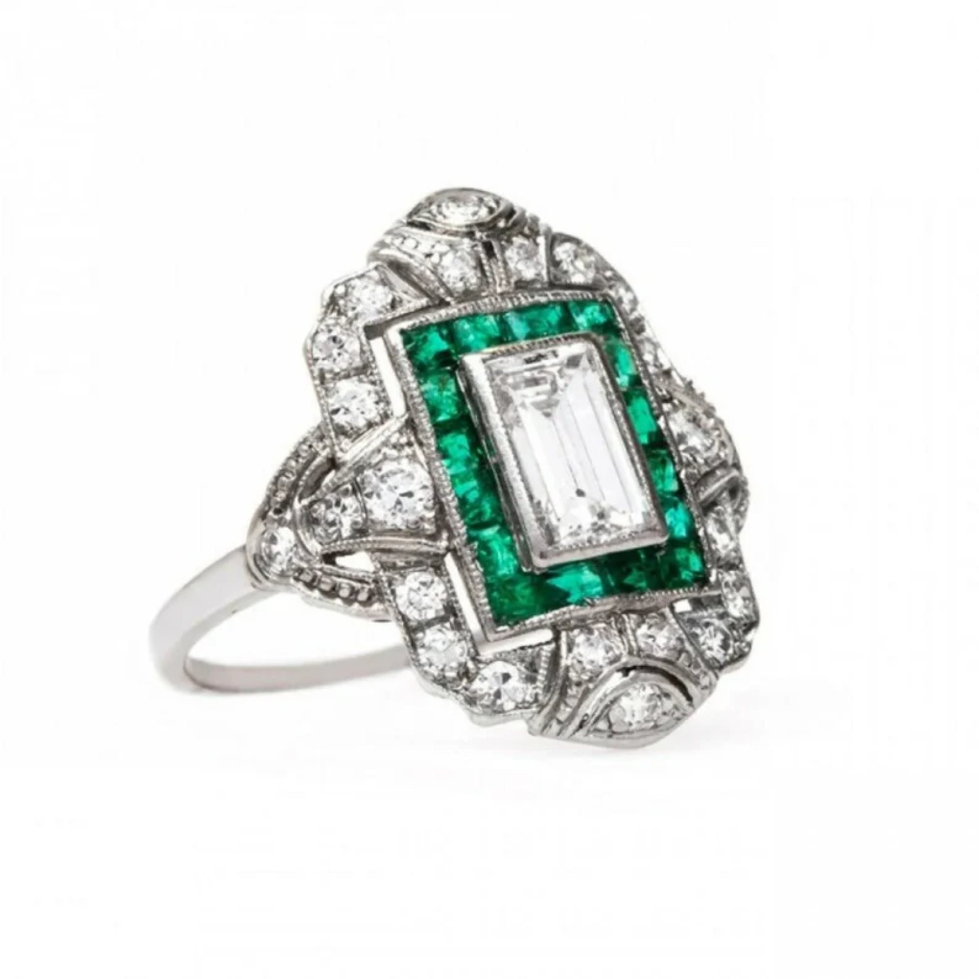 Vintage Bezel Set Engagement Ring,, Multi-row Halo Wedding Ring, Royal ...