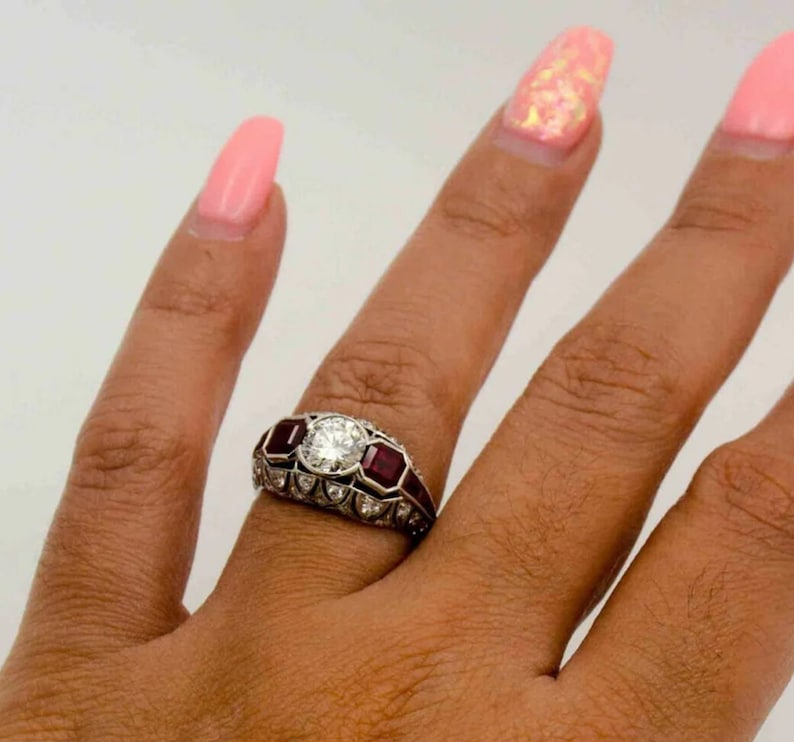 2.10ct Antique Ruby Engagement Ring Estate Ruby Ring Ruby - Etsy