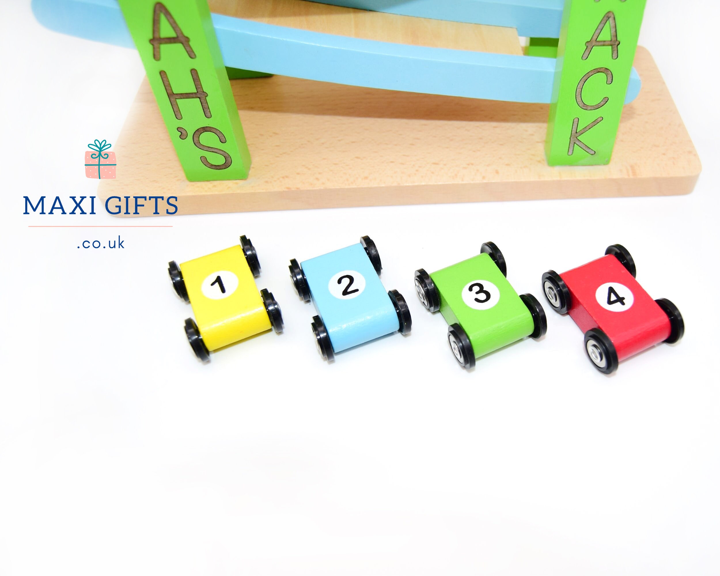 Personalised Wooden Car Ramp Racer Toy Set Personalised - Etsy