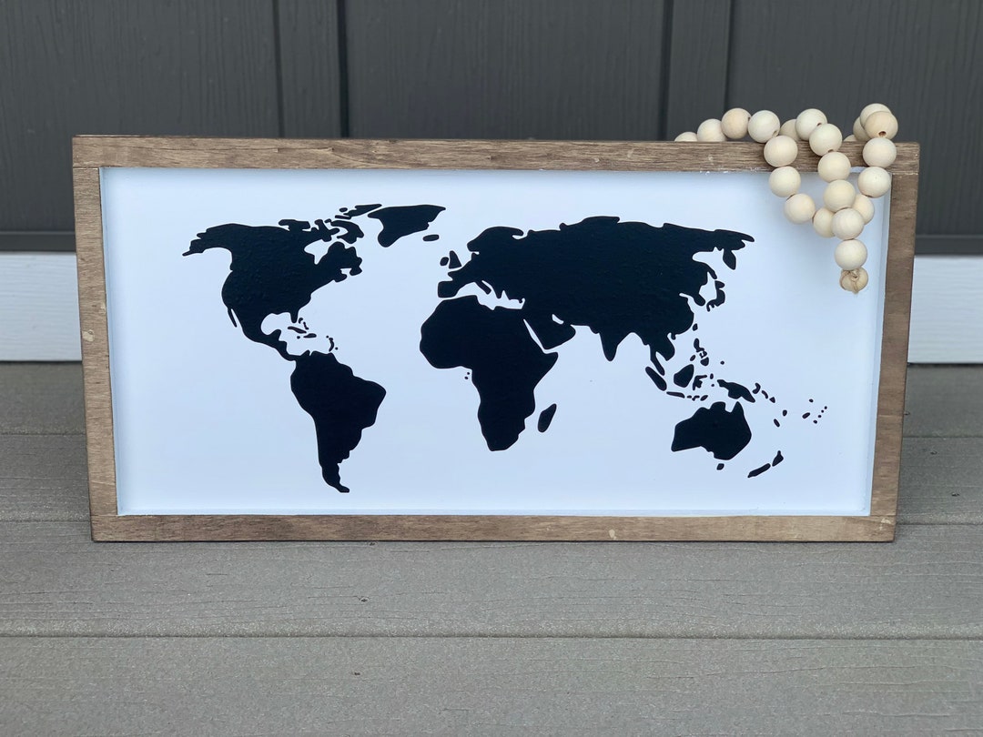 World Map Sign Map Wall Decor World Map Wall Map World - Etsy