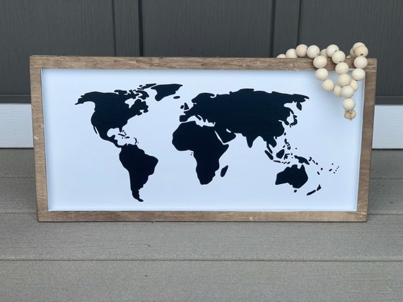 World Map Sign Map Wall Decor World Map Wall Map World | Etsy