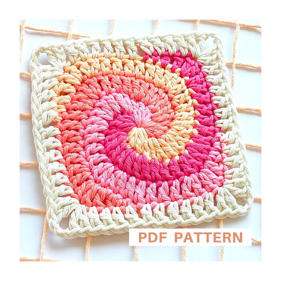 Granny Square Spiral Crochet Pattern for Blankets, Spiral Granny Square ...