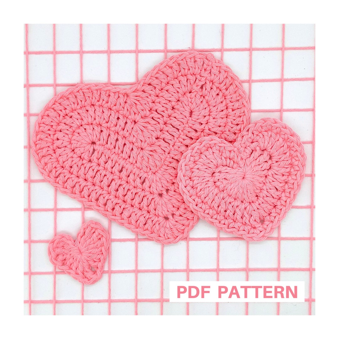 Crochet Heart Patterns in 3 Sizes to Decorate Valentine's Day, Crochet ...