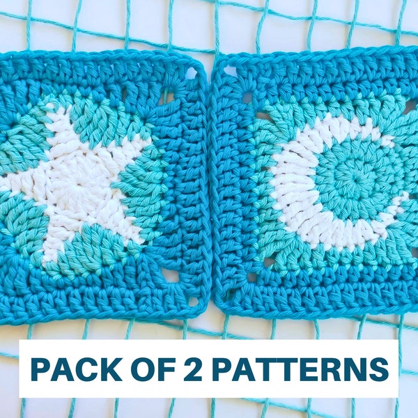 Crochet Granny Square Sun and Moon - Etsy