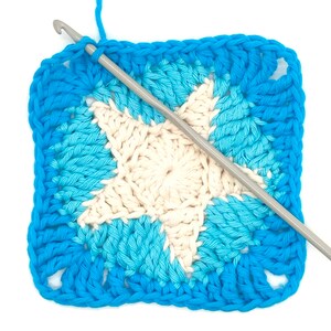 Star Granny Square Crochet Pattern for Blankets, Sky Granny Square ...