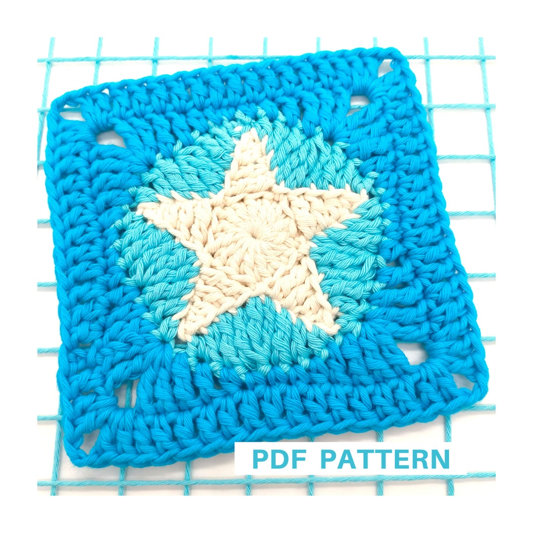 Star Granny Square Crochet Pattern for Blankets, Sky Granny Square ...