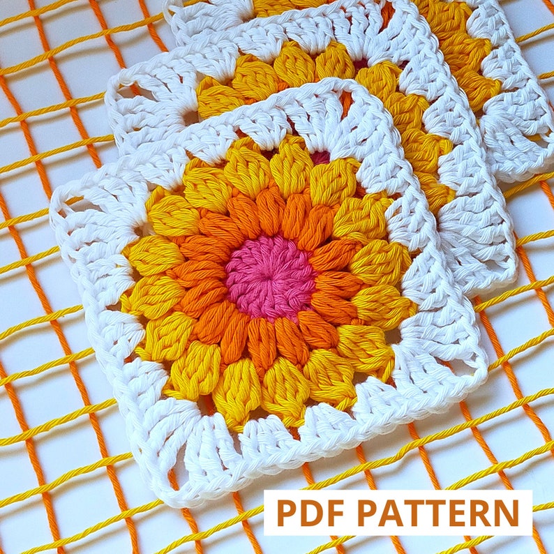 Sunburst Granny Square Crochet Pattern Sunflower Granny - Etsy