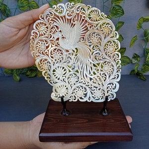 Hand Carved Mother of Pearl Phoenix Theme,real and Natural Mother of ...