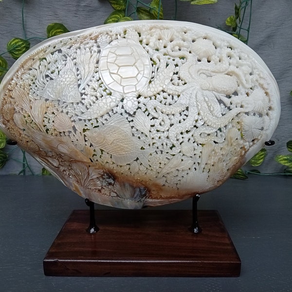 Carved Shell Ring - Etsy