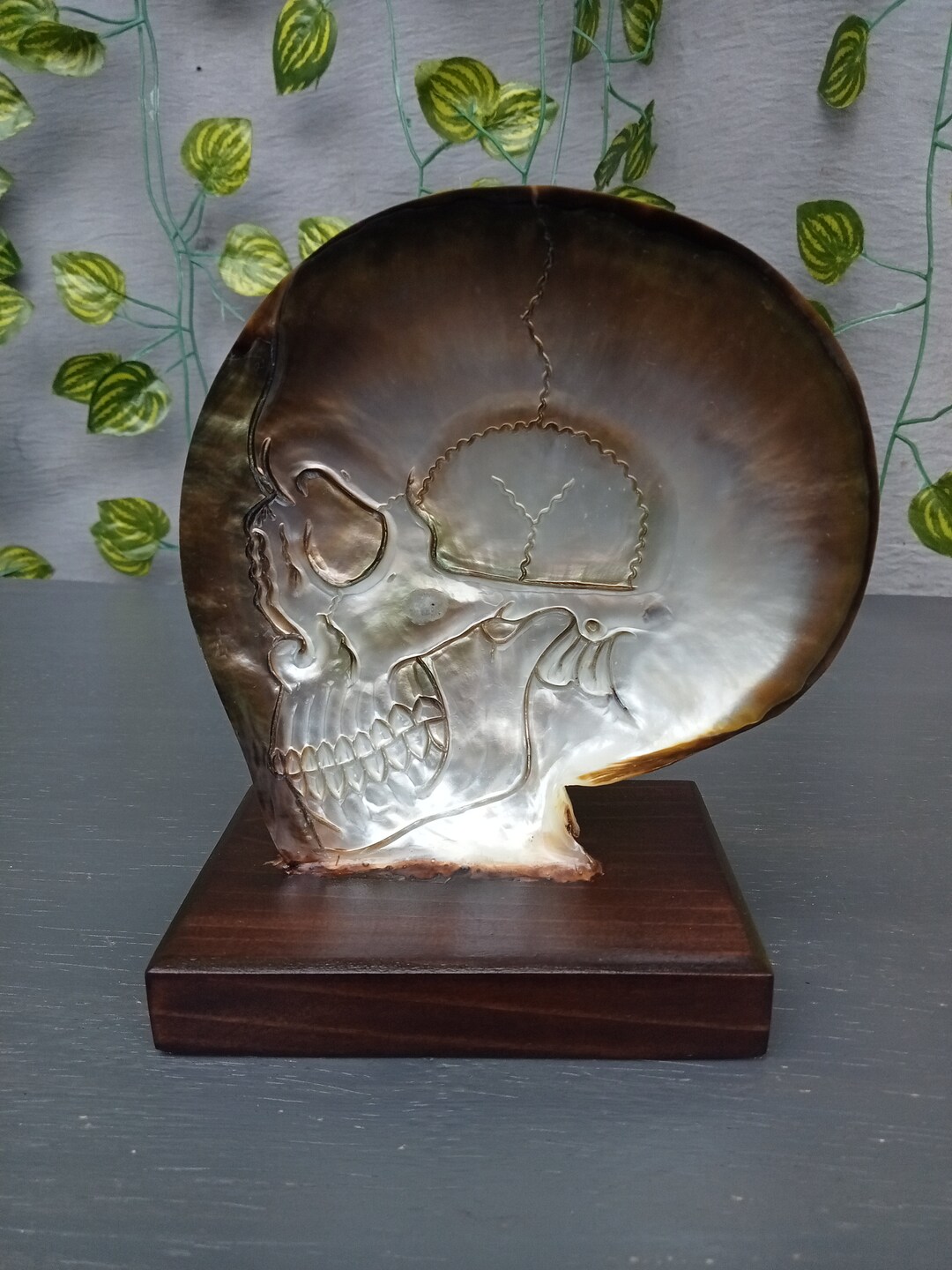 Mother of Pearl Human Skull Carving,real and Natural Black Pearl Shell ...