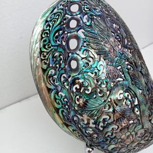 Carved Abalone Shell Hummingbird Theme Paua Abalone Real and Natural ...