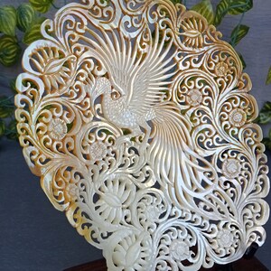 Hand Carved Mother of Pearl Phoenix Theme,real and Natural Mother of ...