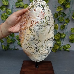 Hand Carved Pearl Mussels Clam Shell XL Size,phoenix Theme,real and ...