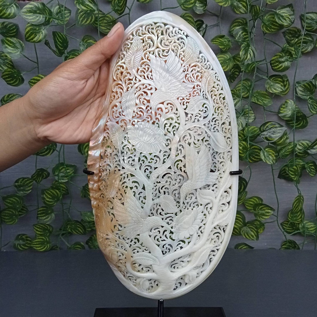 Hand Carved Pearl Mussels Shell Large Sizewith - Etsy