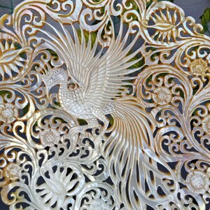 Hand Carved Mother of Pearl Phoenix Theme,real and Natural Mother of ...