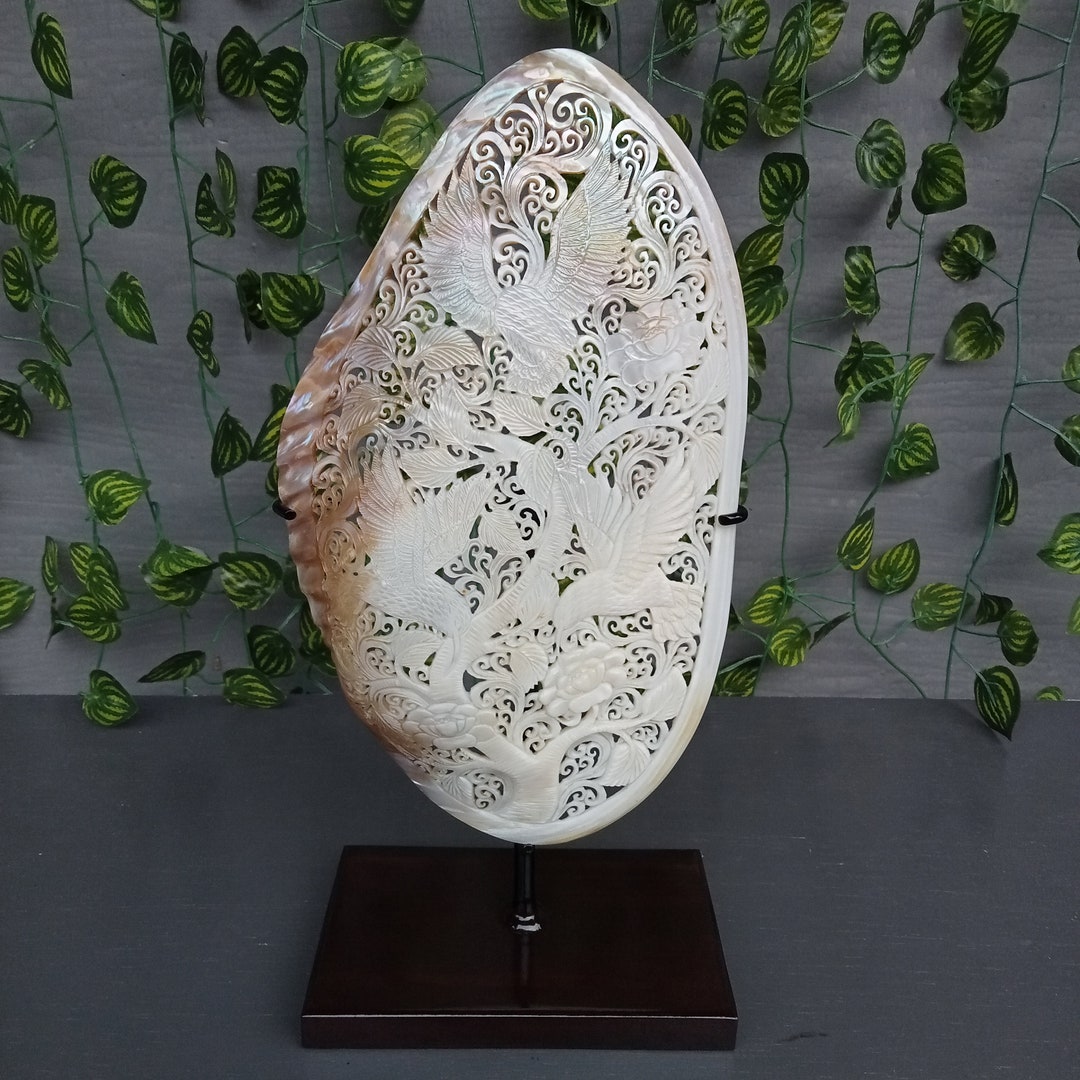 Hand Carved Pearl Mussels Shell Large Sizewith - Etsy