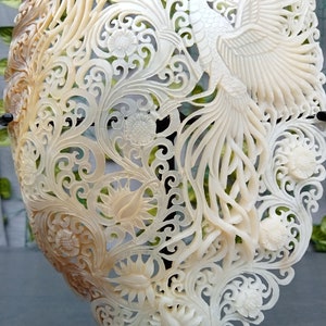 Hand Carved Pearl Mussels Clam Shell XL Size,phoenix Theme,real and ...