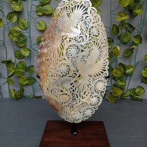 Hand Carved Pearl Mussels Clam Shell XL Size,phoenix Theme,real and ...