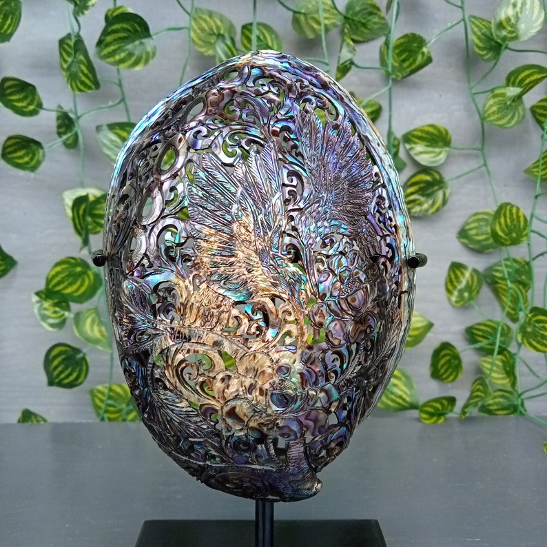 Hand Carved Abalone Shell Hummingbird Themereal and Natural - Etsy