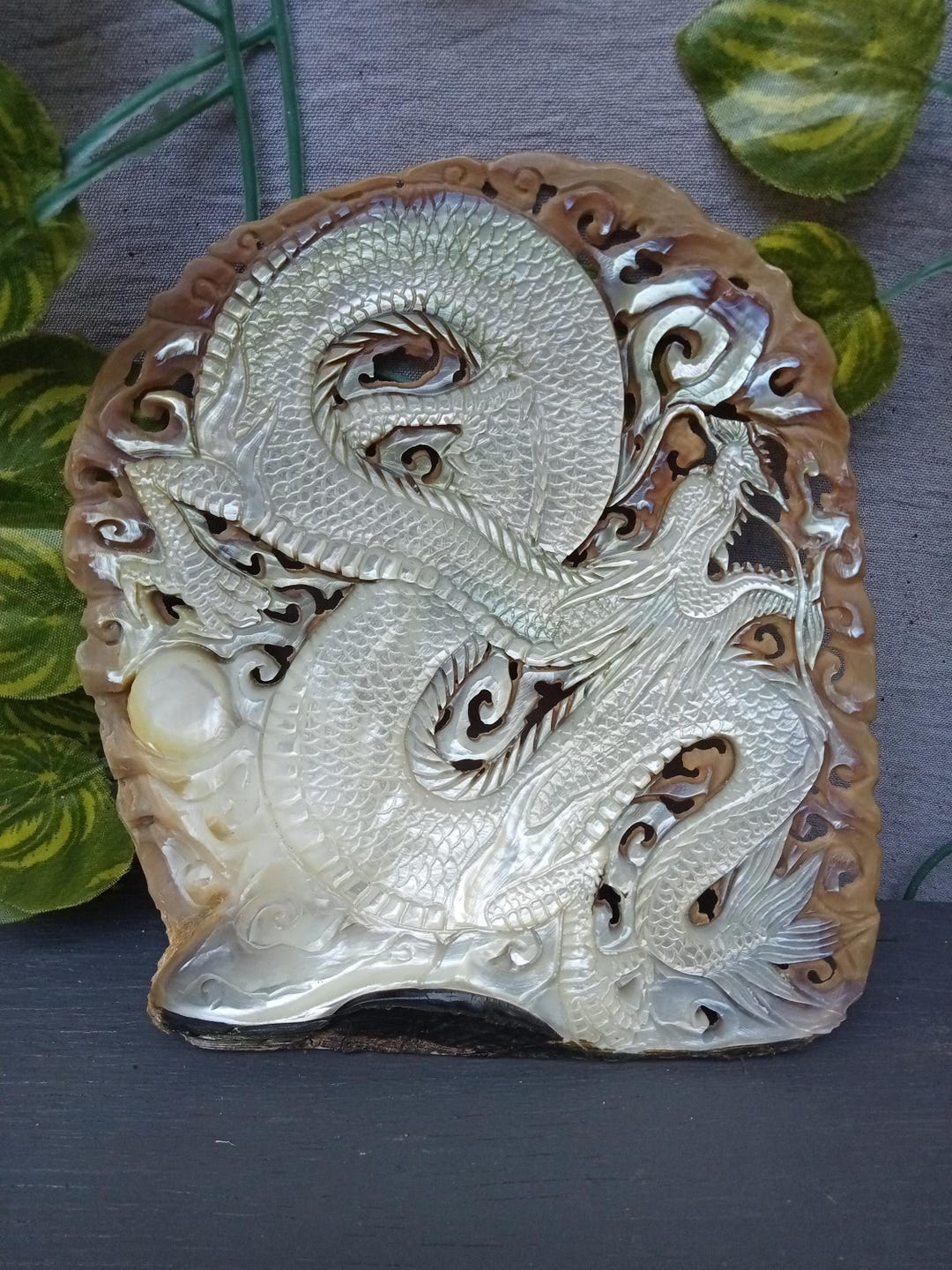 Mother of Pearl,carved Sea Shell Dragon Sculpture,real and Natural ...