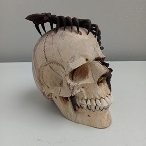 Carved Skull,wooden Human Skull With Centipede,skull Replica,skull Art ...