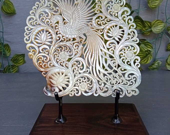 Hand Carved Mother of Pearl Phoenix Theme,real and Natural Mother of ...