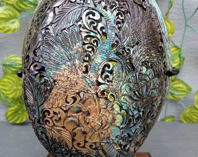Hand Carved Abalone Shell Hummingbird Theme,real and Natural Sea Shell ...