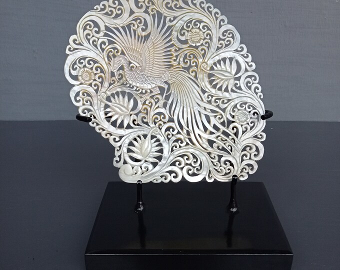 Hand Carved Mother of Pearl Phoenix Themereal and Natural - Etsy